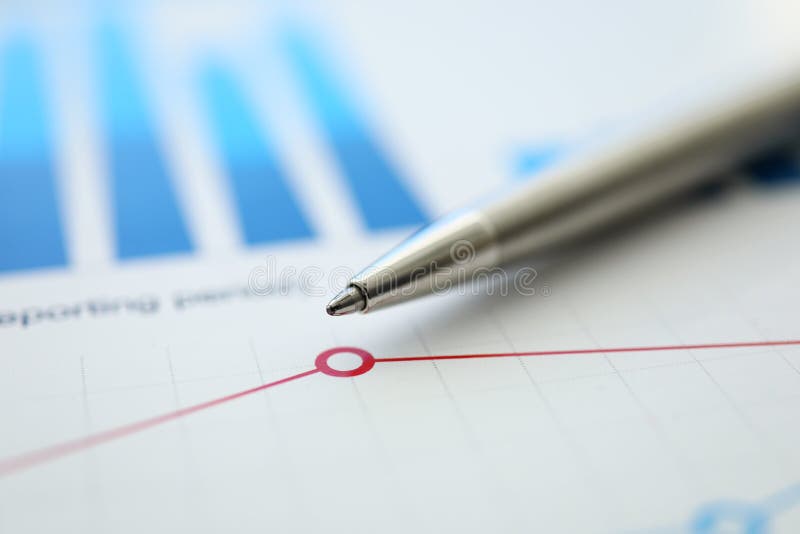 On Report is Curve with Reference Point and Pen Stock Photo - Image of ...