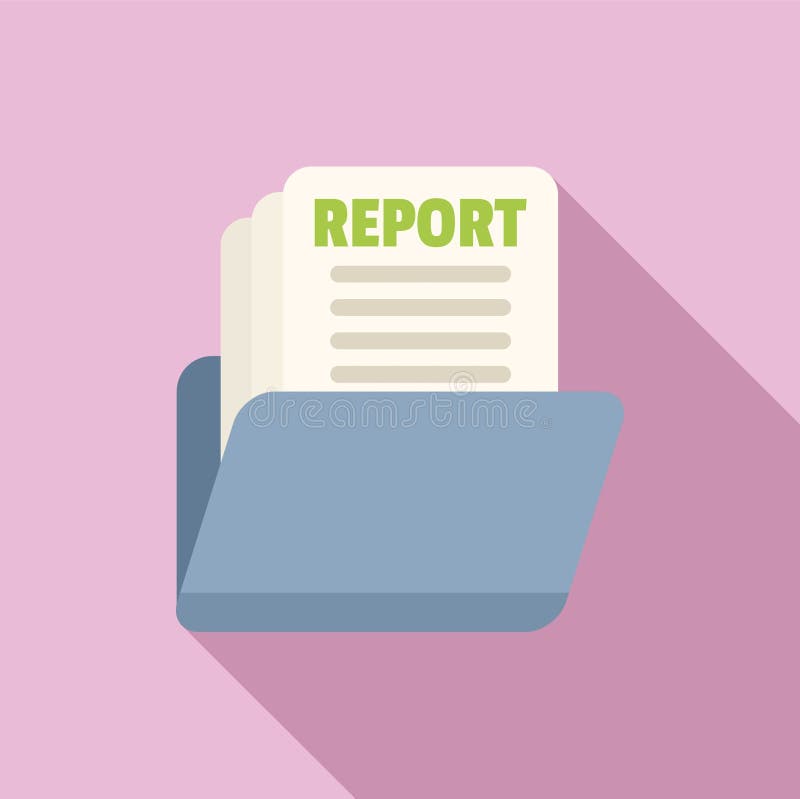 Report Data Folder Icon Flat Vector. Business Document Stock Vector ...