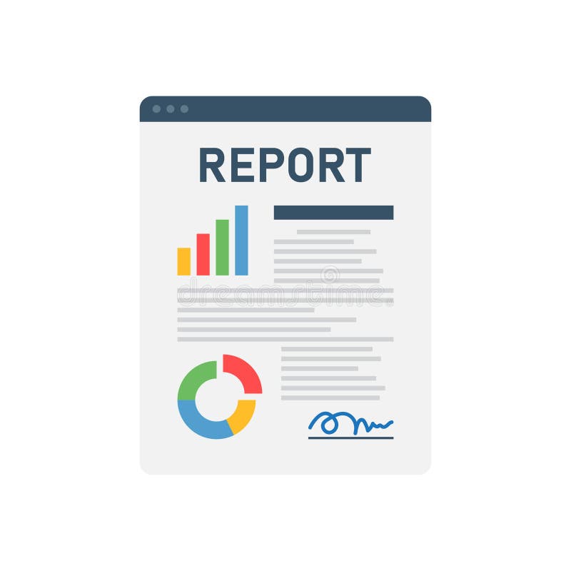 Report Document Icon in Flat Style. Dashboard Plan Vector Illustration ...