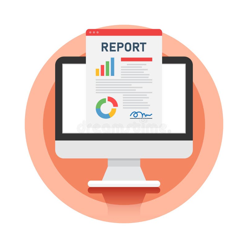 Report Document Icon in Flat Style. Dashboard Plan Vector Illustration ...