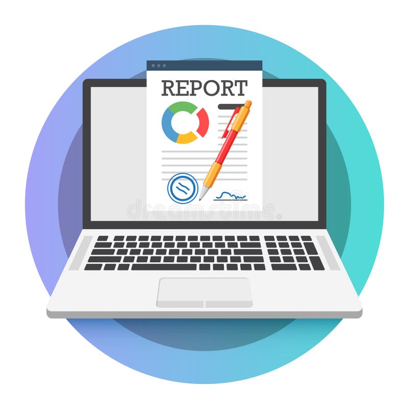 Report Document Icon in Flat Style. Dashboard Plan Vector Illustration ...