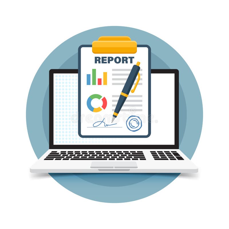 Report Document Icon in Flat Style. Dashboard Plan Vector Illustration ...