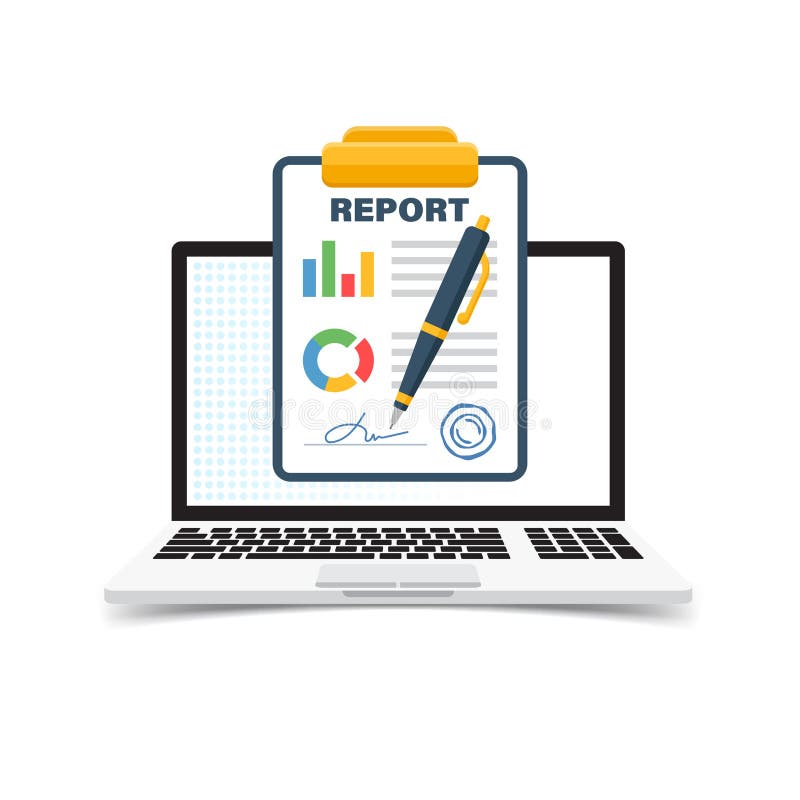 Report Document Icon in Flat Style. Dashboard Plan Vector Illustration ...