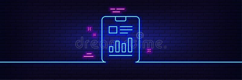 Report Document Line Icon. Analysis Chart. Neon Light Glow Effect ...