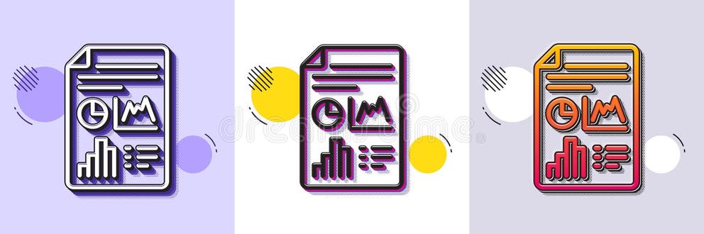 Report Document Line Icon. Column Graph Sign. Halftone Dotted Pattern ...