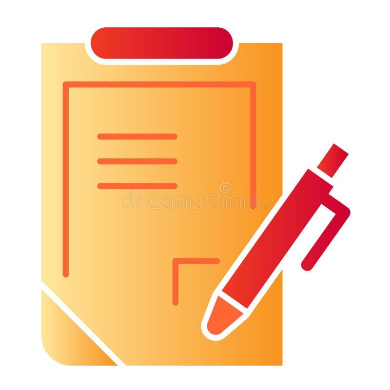 Report Flat Icon. Pen and Clipboard Color Icons in Trendy Flat Style ...