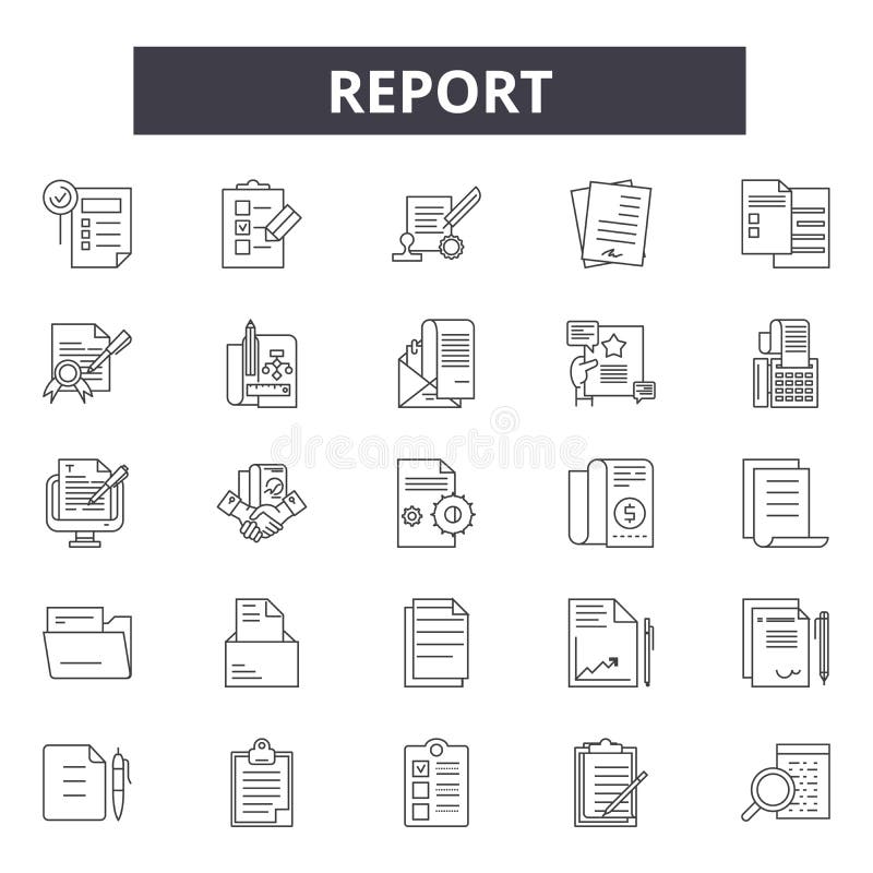 Report Line Icons, Signs, Vector Set, Linear Concept, Outline ...
