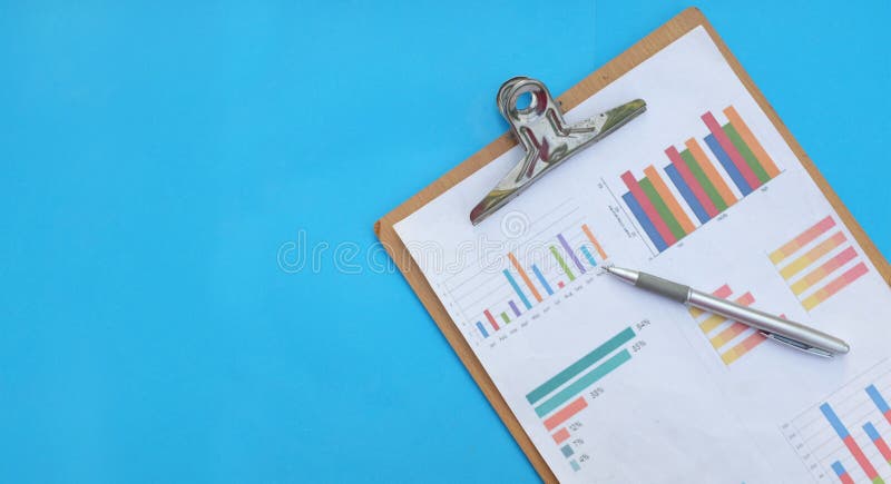 Report Paper Document Business Report Chart Preparing Graphs White Pen ...