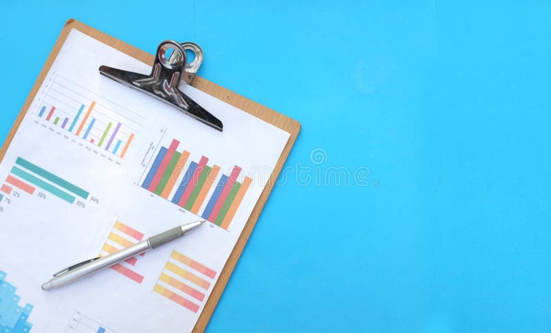 Report Paper Document Business Report Chart Preparing Graphs White Pen ...