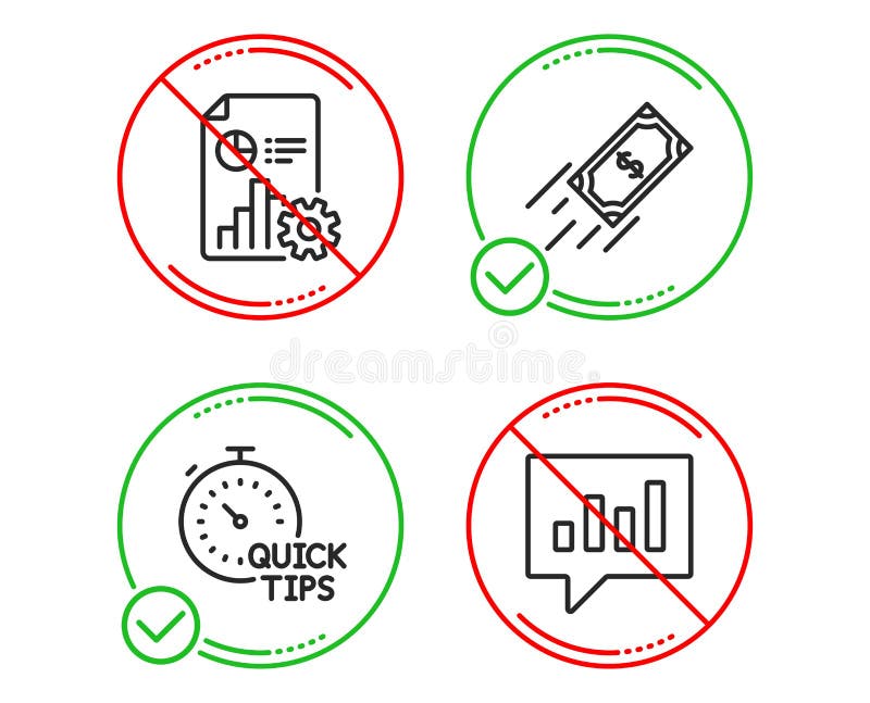 Report, Quick Tips and Fast Payment Icons Set. Analytical Chat Sign ...