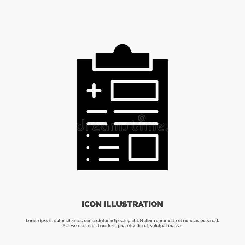 Report, Record, Health, Healthcare Solid Black Glyph Icon Stock Vector ...