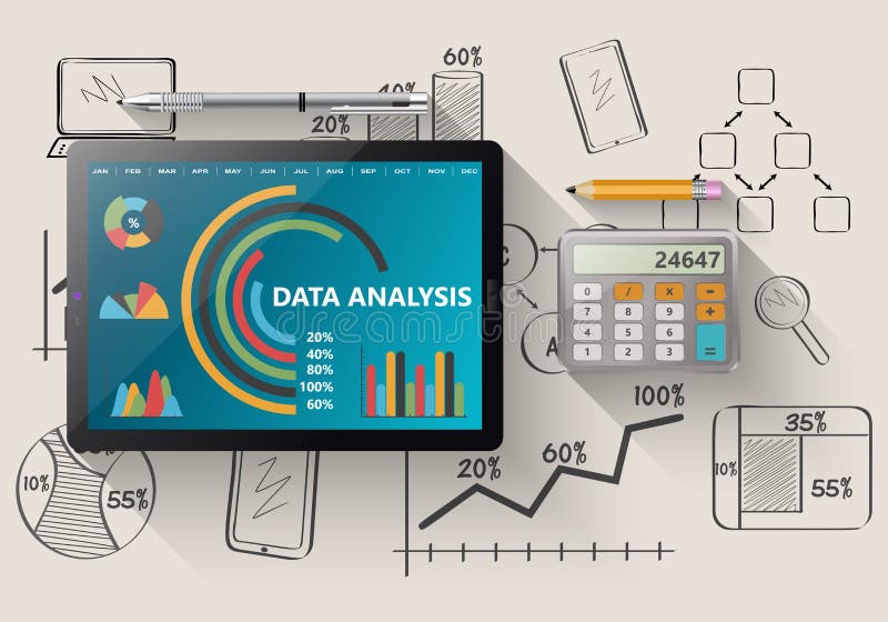 Report statistics concept stock illustration. Illustration of analytics ...