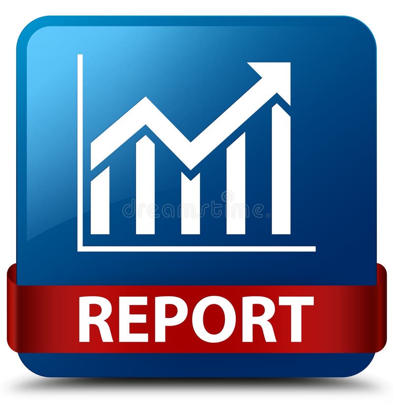 Report (statistics Icon) Blue Square Button Red Ribbon in Middle Stock ...