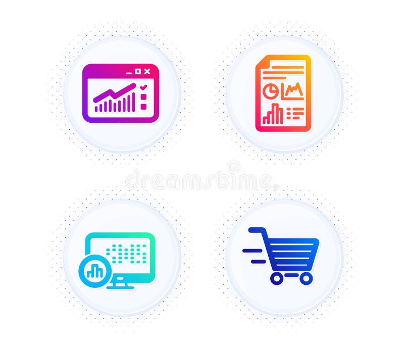 Report Statistics, Web Traffic and Report Document Icons Set. Delivery ...