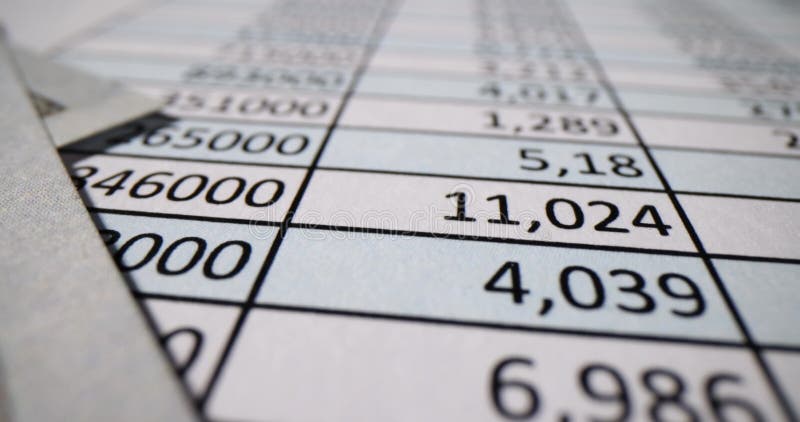 Report Table with Data and Dollar Bill on Paper Sheet Stock Footage ...