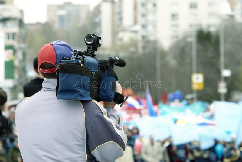 Tv reportage stock image. Image of cameraman, people, shooting - 782793