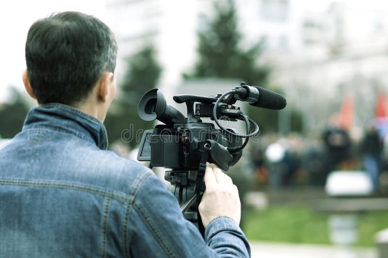 Tv reportage stock image. Image of cameraman, people, shooting - 782793