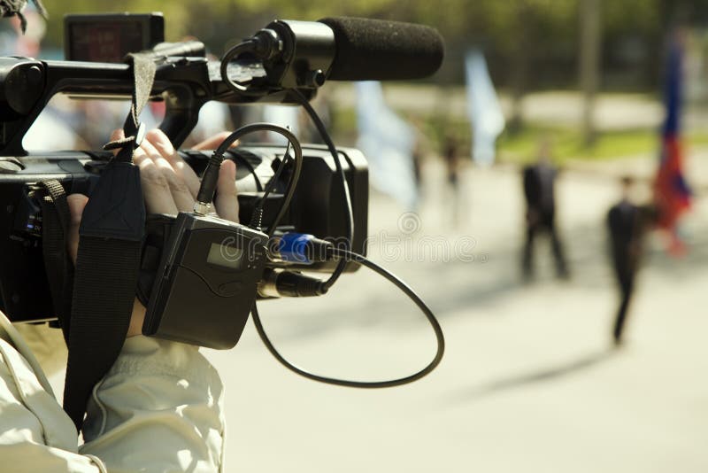 Tv reportage stock image. Image of cameraman, people, shooting - 782793