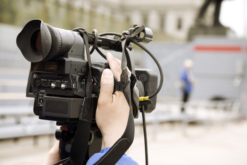 Tv reportage stock image. Image of cameraman, people, shooting - 782793