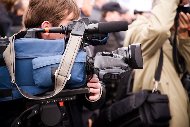 Tv reportage stock image. Image of cameraman, people, shooting - 782793