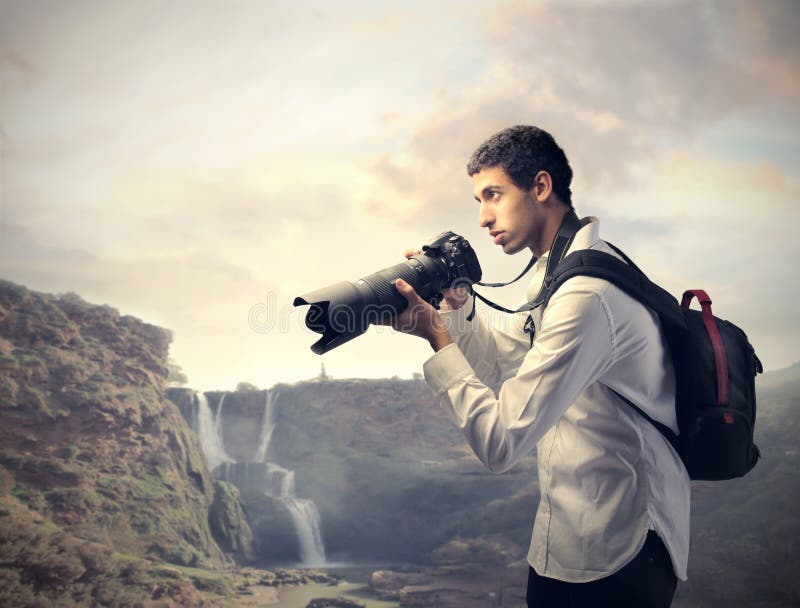 Reporter stock image. Image of work, african, backpack - 23012539