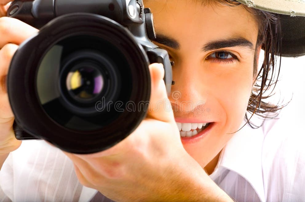 Reporter with camera stock image. Image of inch, photographer - 10012301