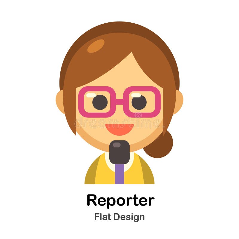 Reporter Flat Illustration stock vector. Illustration of report - 123847632