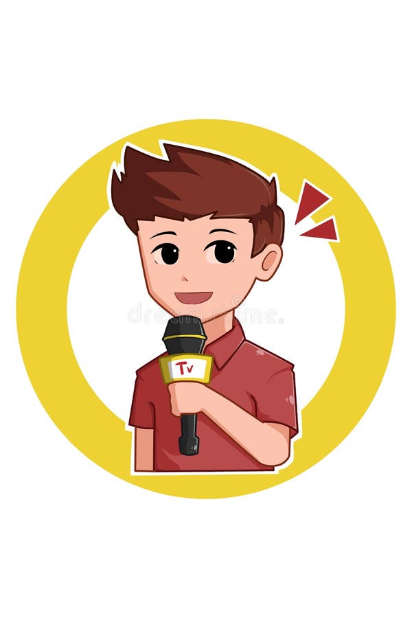 Male Reporter Has Live Broadcasting Stock Vector - Illustration of ...