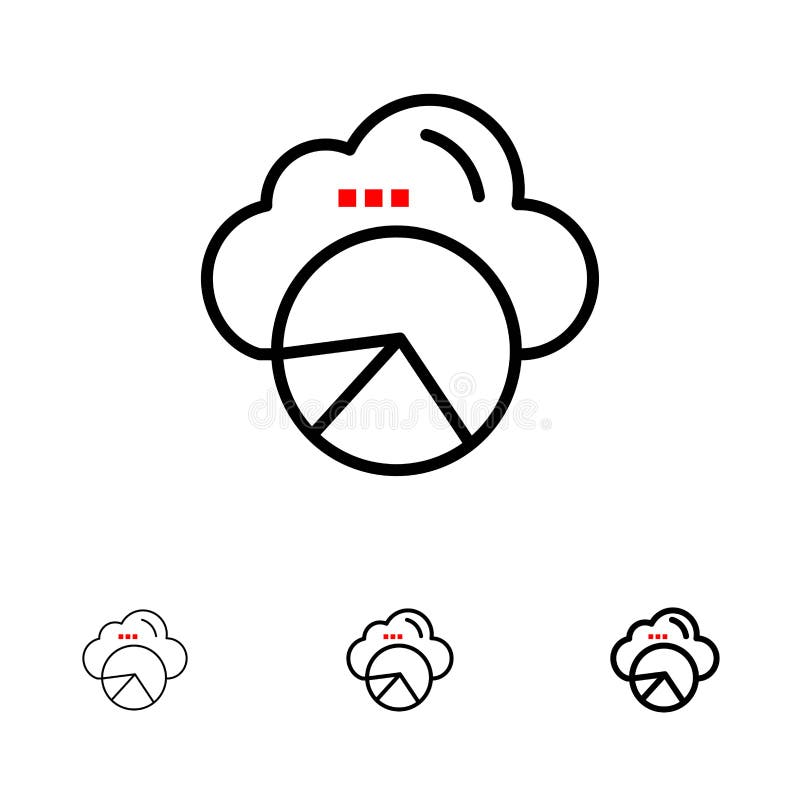 Reporting, Cloud, Data Science, Cloud Science Bold and Thin Black Line ...