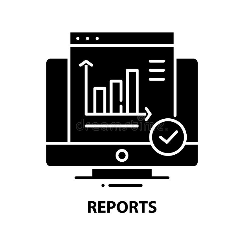 Financial Reports Icon, Black Vector Sign with Editable Strokes ...