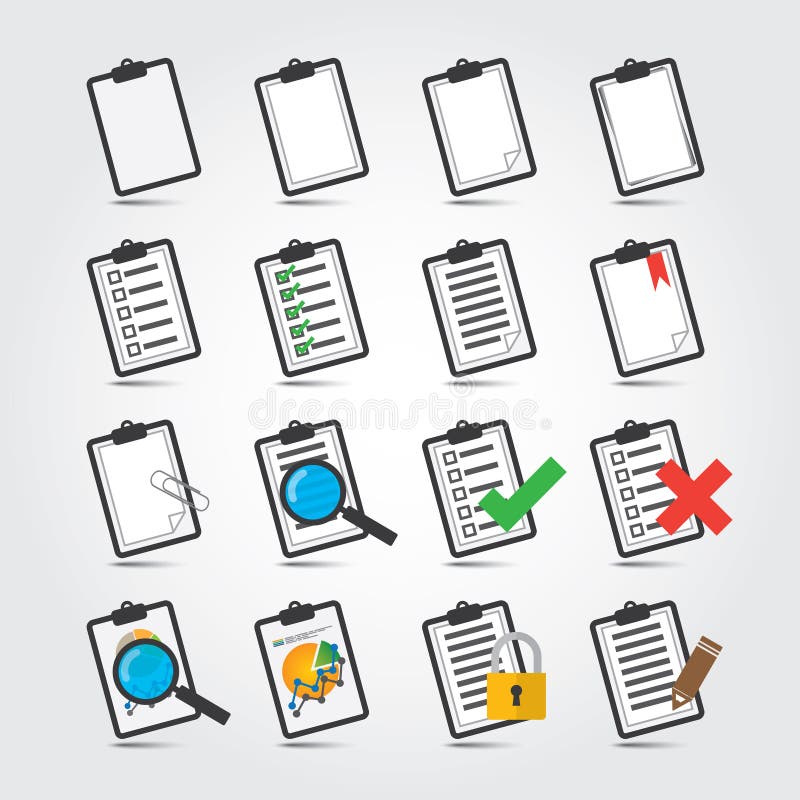 Reports icon set stock illustration. Illustration of looking - 95331071