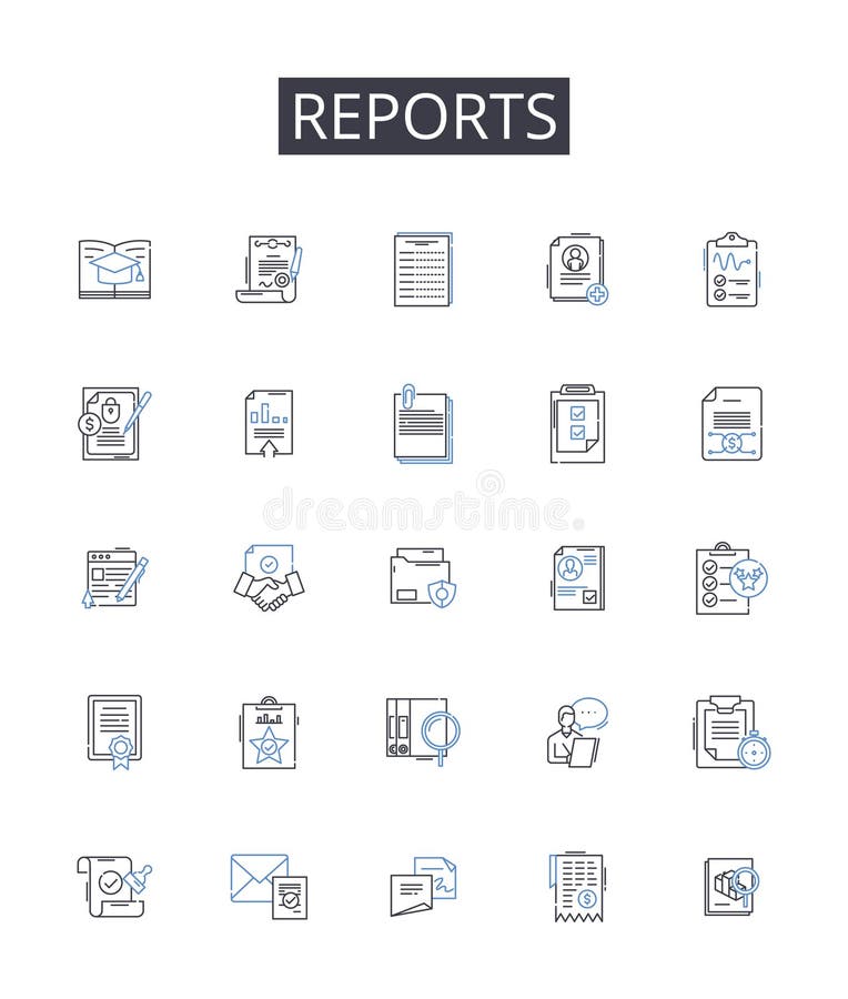 Reports Line Icons Collection. Records, Files, Documents, Accounts ... Reports Line Icons Collection. Records, Files, Documents, Accounts ...