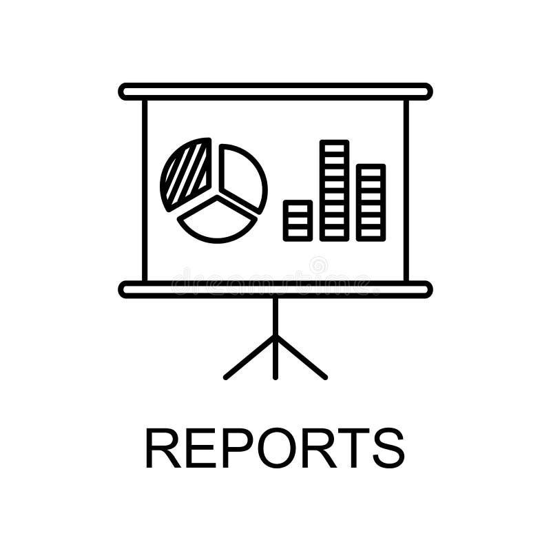 Reports in Presentation Outline Icon. Element of Data Protection Icon ...