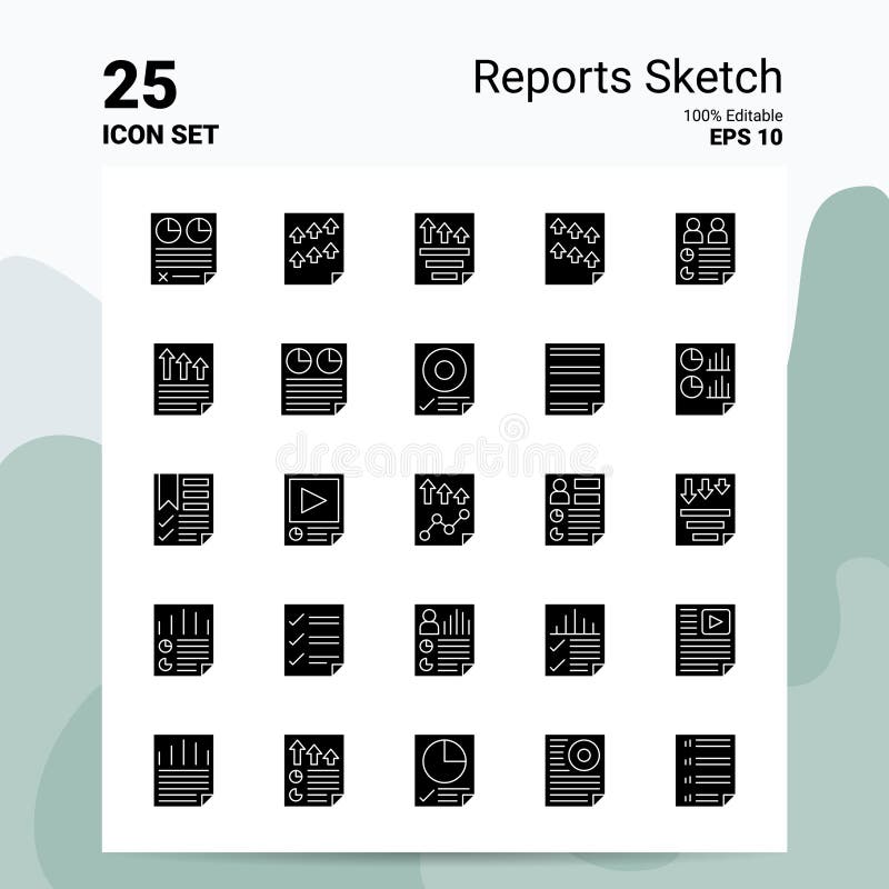 25 Reports Sketch Icon Set. 100 Editable EPS 10 Files Stock Vector ...