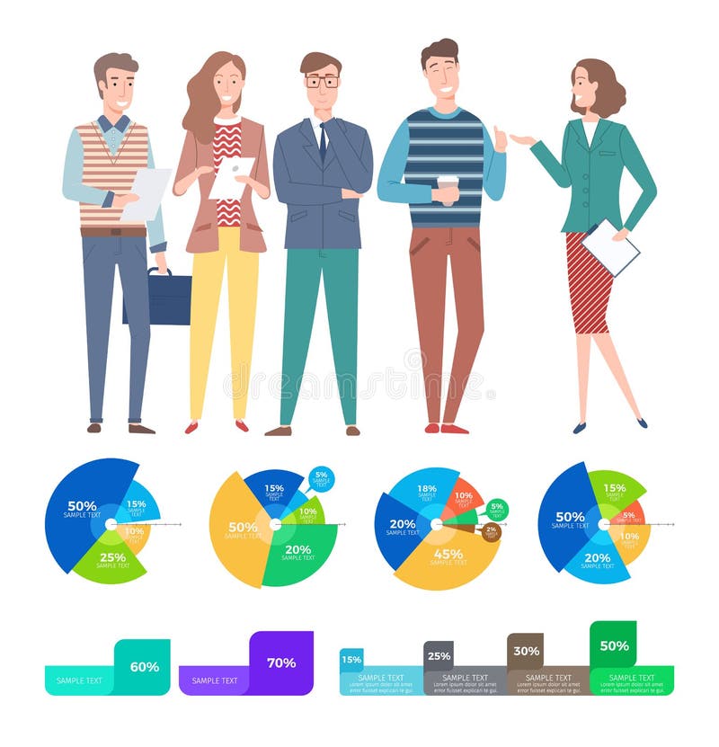 Teamwork, People at Conference Meeting with Report Stock Vector ...