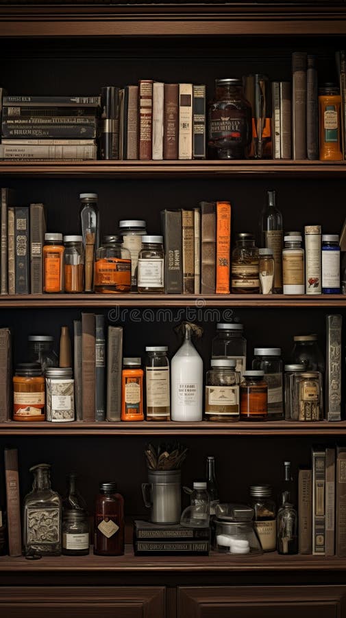 Repository of Various Medications Stock Photo - Image of antique, drug ...