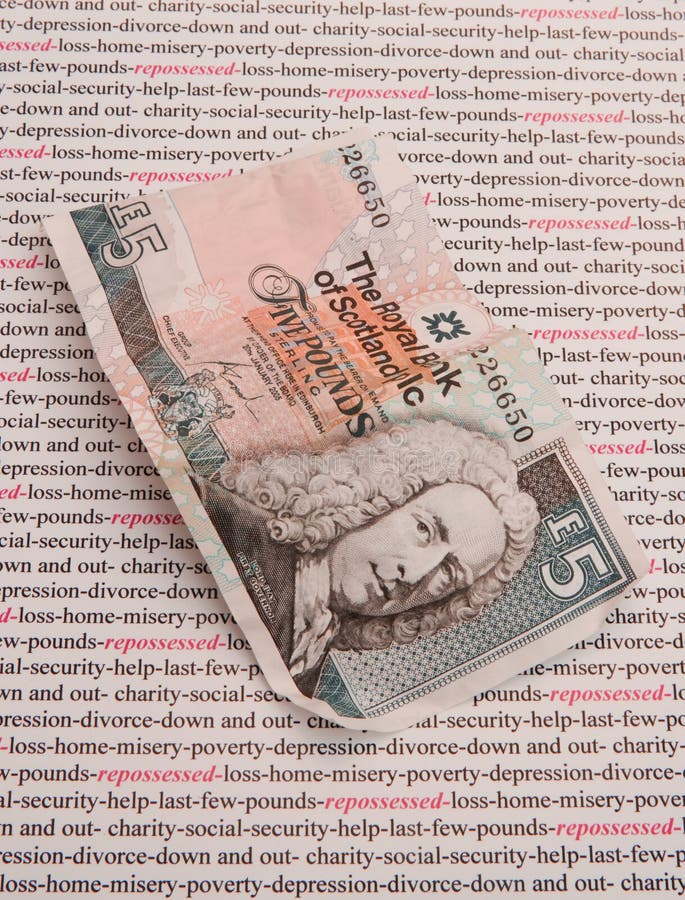 Repossessed: My Last Few Pounds. Stock Photo - Image of note, five ...