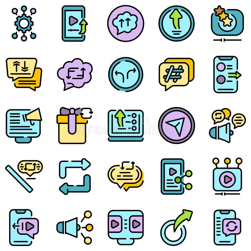 Repost Line Icon Set, Repost Symbol, Repost Sign. Vector Illustration ...