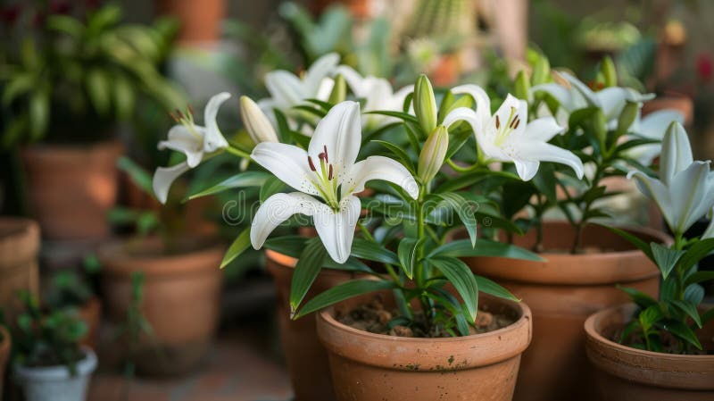 Repotting Potted Lilies stock illustration. Illustration of care ...