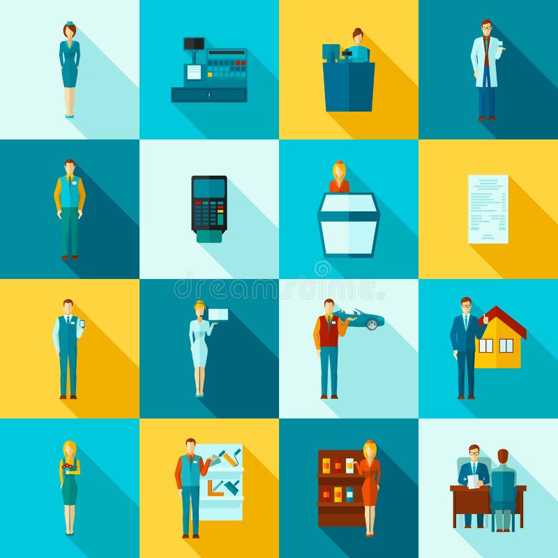 Representant Icons Set Flat Vektor Illustrationer - Illustration av ...