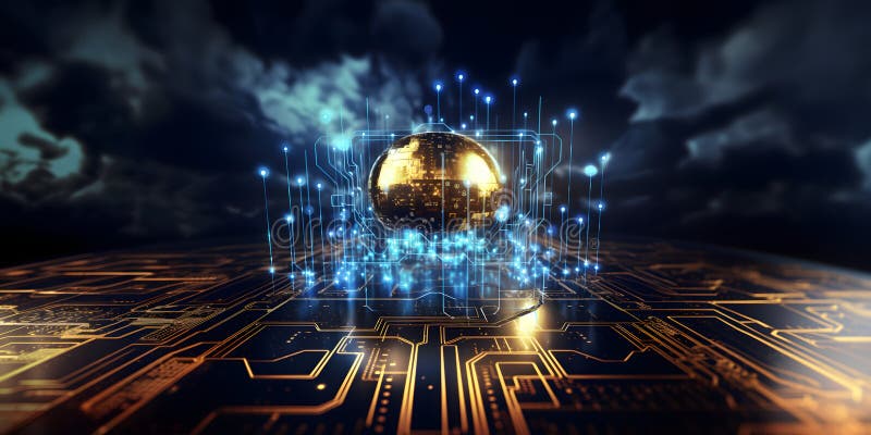 Representation Of Blockchain And Big Data Cloud Computing Network Internet Storage Stock