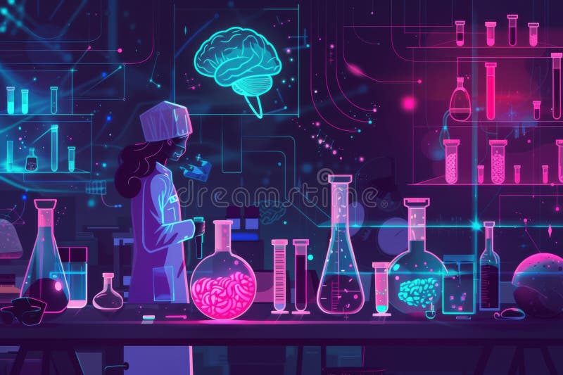 Representation of Brain Research Concept with Vibrant Neural Graphics ...
