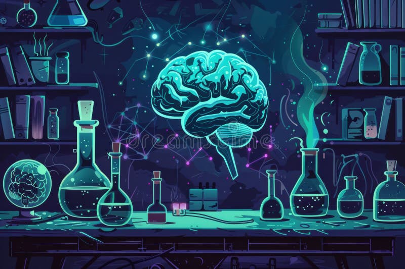Representation of Brain Research Concept with Vibrant Neural Graphics ...