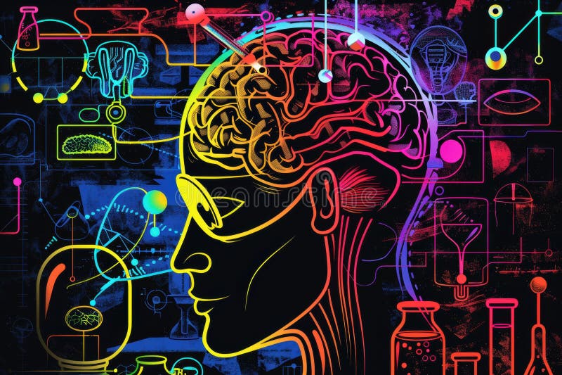 Representation of Brain Research Concept with Vibrant Neural Graphics ...