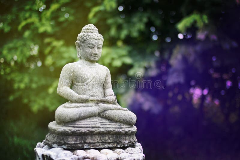 Image of Buddha Made of Stone with Color Effects Stock Image - Image of ...