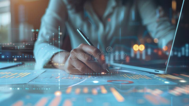 Representation of Business Analytics, Featuring a Person S Hand Using a ...