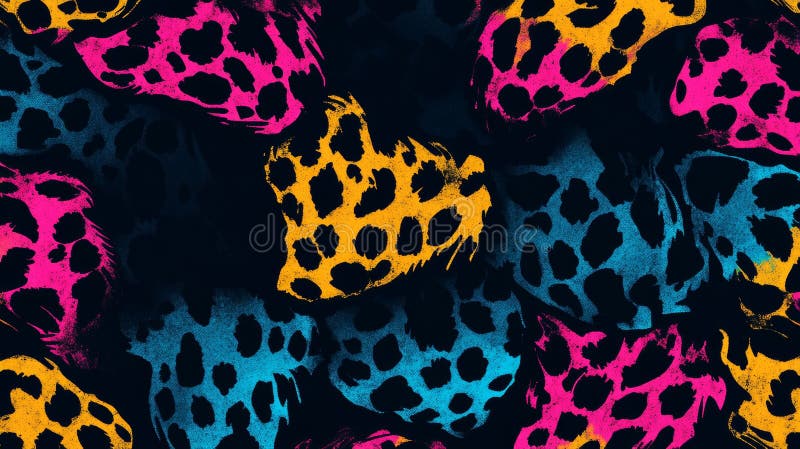 Representation of a Colorful Neon Leopard Pattern Stock Image - Image ...