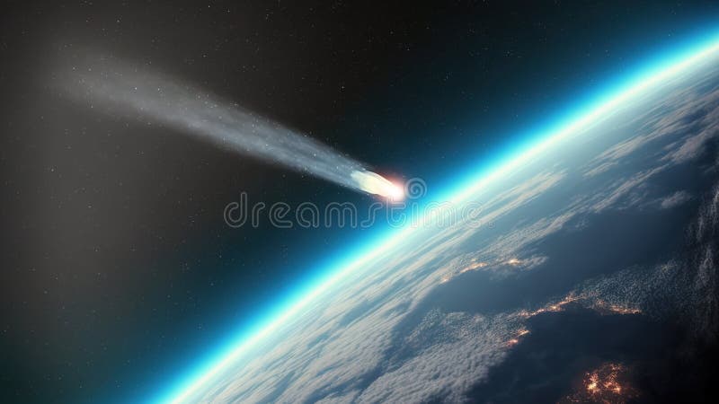 Representation of a Comet Approaching the Earth S Atmosphere Stock ...