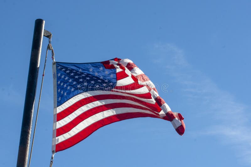 Ripples in US Flag on Pole stock photo. Image of america - 20615310