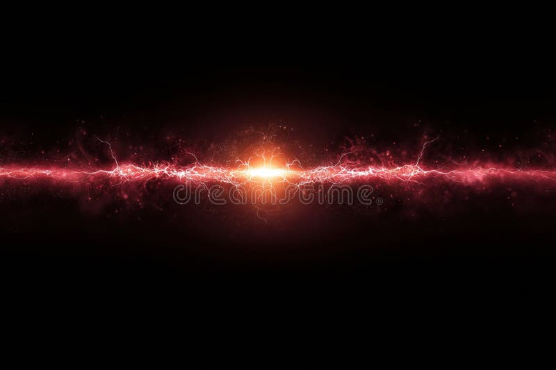 Electric Energy Line. Abstract Red Plasma Beam with Glowing Center on ...